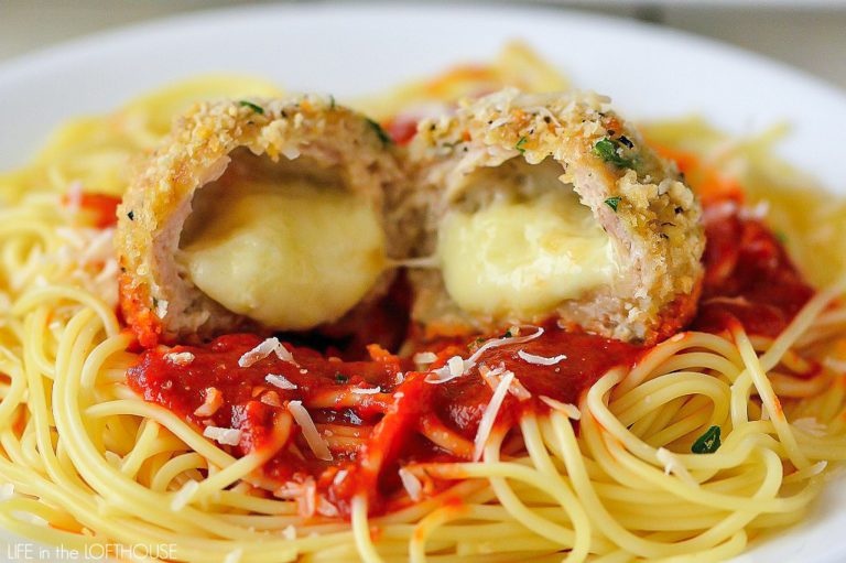 Chicken Parmesan Stuffed Meatballs