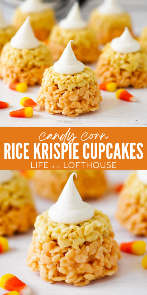 Candy Corn Rice Krispie Cupcakes
